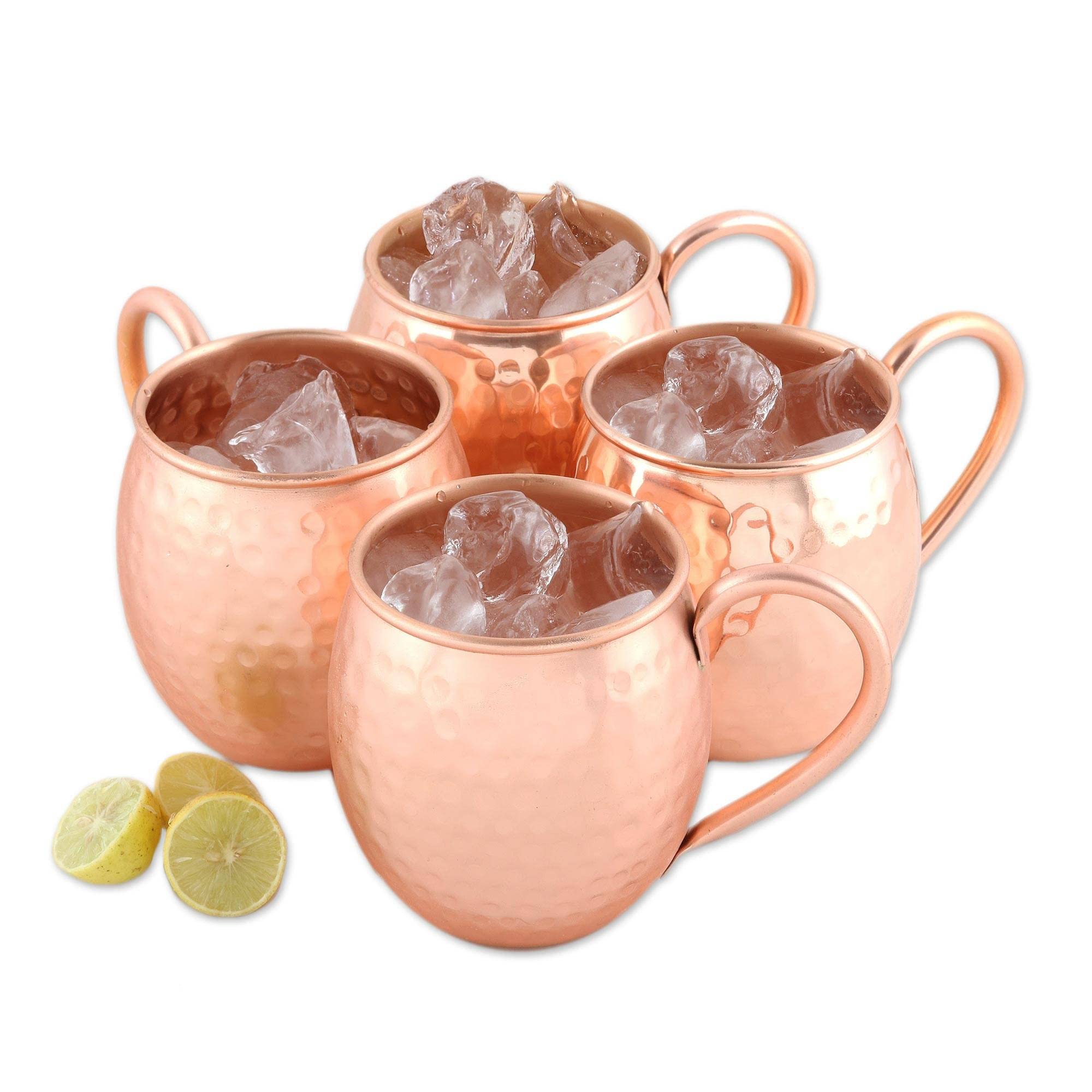 NOVICA Handcrafted Hammered Copper Moscow Mule Mugs, Set Of 4, 'Friendly Celebration'