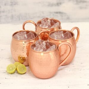 NOVICA Handcrafted Hammered Copper Moscow Mule Mugs, Set Of 4, 'Friendly Celebration'