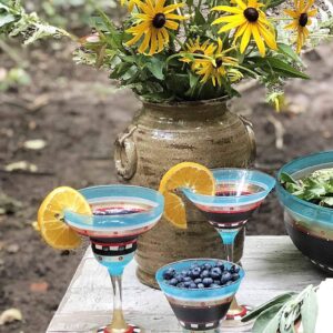 Golden Hill Studio Hand Painted Margarita Glasses Set of 2 - Moroccan Mosaic Chalk Collection - Painted Glassware by USA Artists - Decorative Margarita Glasses, Personalize with Chalk, Table Décor