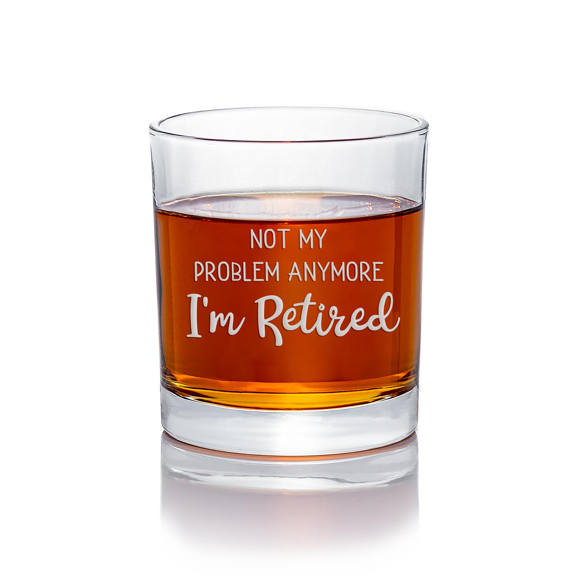 Not My Problem Anymore Im Retired Round Rocks Glass - Retired Gift, Just Retired Glass, Gift For Retirement, Old Fashioned Glass