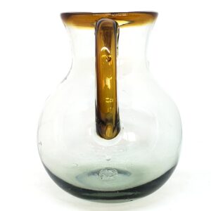 MexHandcraft Amber Rim 120 oz Large Bola Pitcher, Recycled Glass, Lead-free, Toxin-Free (Pitcher)