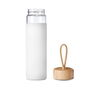 Yomious 20oz Borosilicate Glass Water Bottle with Bamboo Lid and Silicone Sleeve – Reusable BPA Free – Glass Drinking Bottle with Lids - Bundle of 2