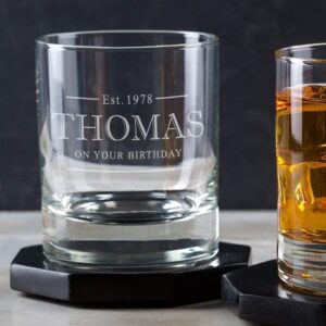 Personalized Single Whiskey Glass Tumbler - Old Fashioned Glass for Him - Christmas Whisky Gift Ideas - (1 Glass included)