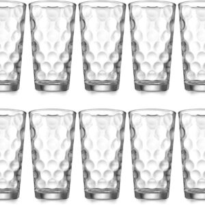 Lumientti Highball Glasses Set of 10-17oz | Durable & Attractive Highball Drinking Glasses With Heavy Base- Lead-Free Tall Bar Glass Set for Water, Juice, Wine, Beer & Cocktail - Dishwasher Safe