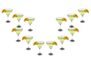 margarita stemmed glasses set 12 oz, crystal clear glassware set of (12)