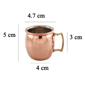 J&V TEXTILES Moscow Mule Copper Mugs - Gift Set of 4, 100% Solid Handcrafted Copper Cups - 2 Ounce Food Safe Hammered Mug For Mules