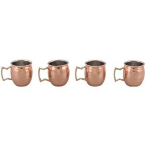 J&V TEXTILES Moscow Mule Copper Mugs - Gift Set of 4, 100% Solid Handcrafted Copper Cups - 2 Ounce Food Safe Hammered Mug For Mules