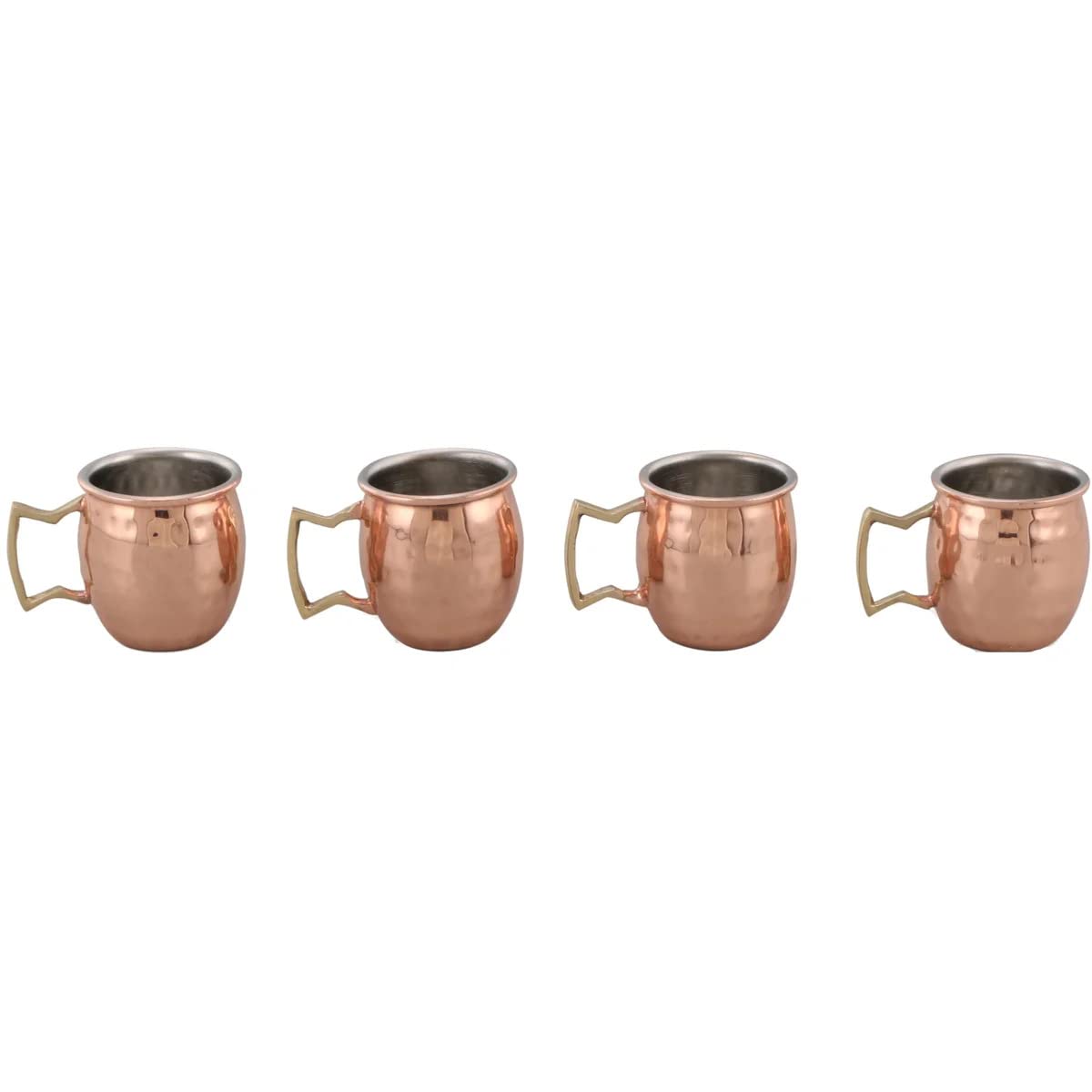 J&V TEXTILES Moscow Mule Copper Mugs - Gift Set of 4, 100% Solid Handcrafted Copper Cups - 2 Ounce Food Safe Hammered Mug For Mules