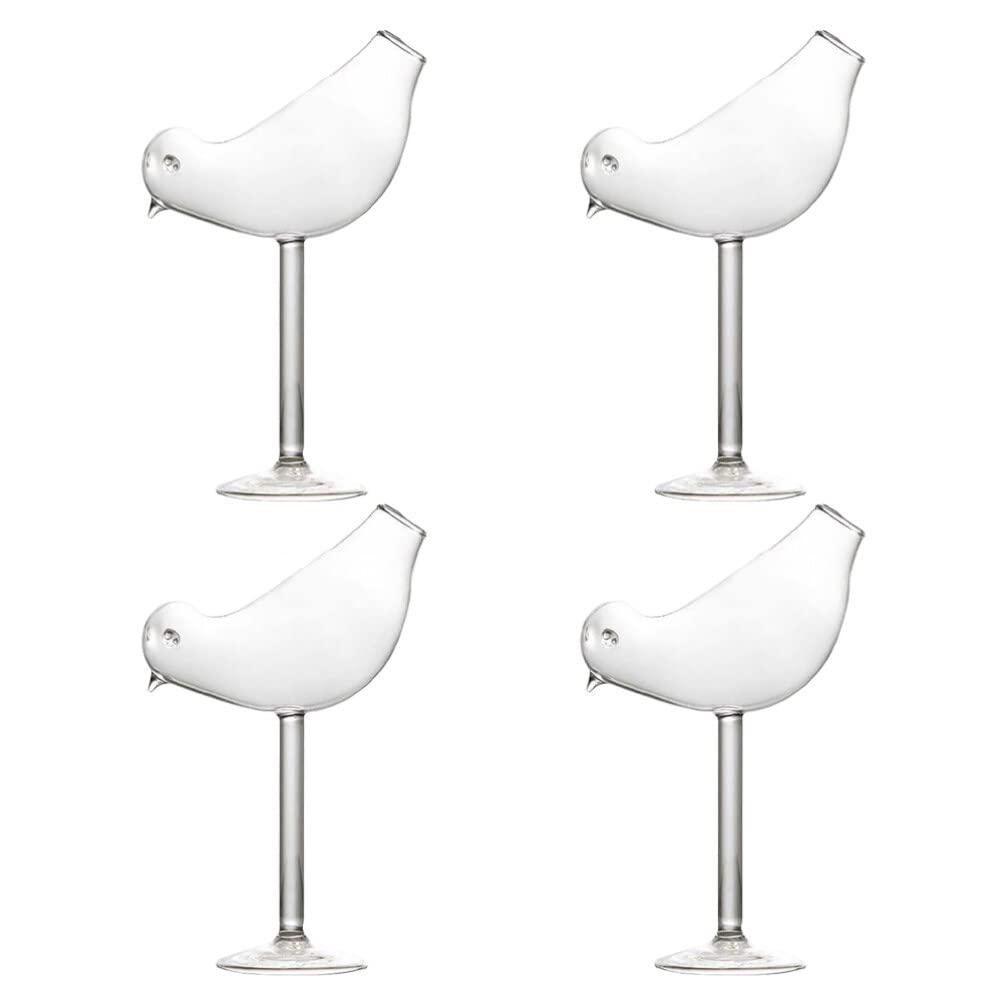 Healvian 4Pcs Bird Cocktail Cup Bird Shaped Glass Goblet Novelty Wine Champagne Goblet Martini Cups Wine Toasting Glasses for Kitchen Bar