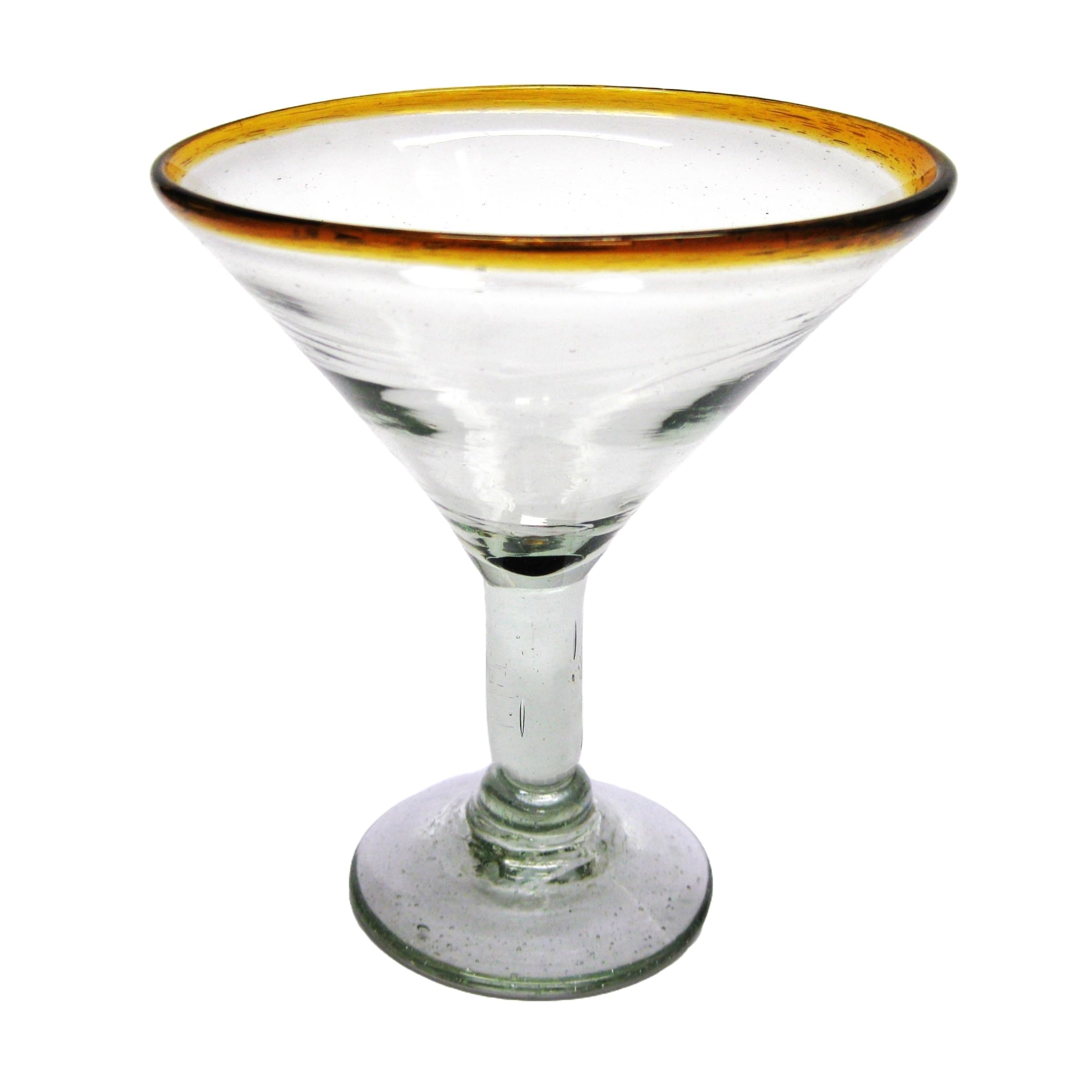 Amber Rim 10 oz Martini Glasses (set of 6), Recycled Glass, Lead-free, Toxin-Free (Martini)