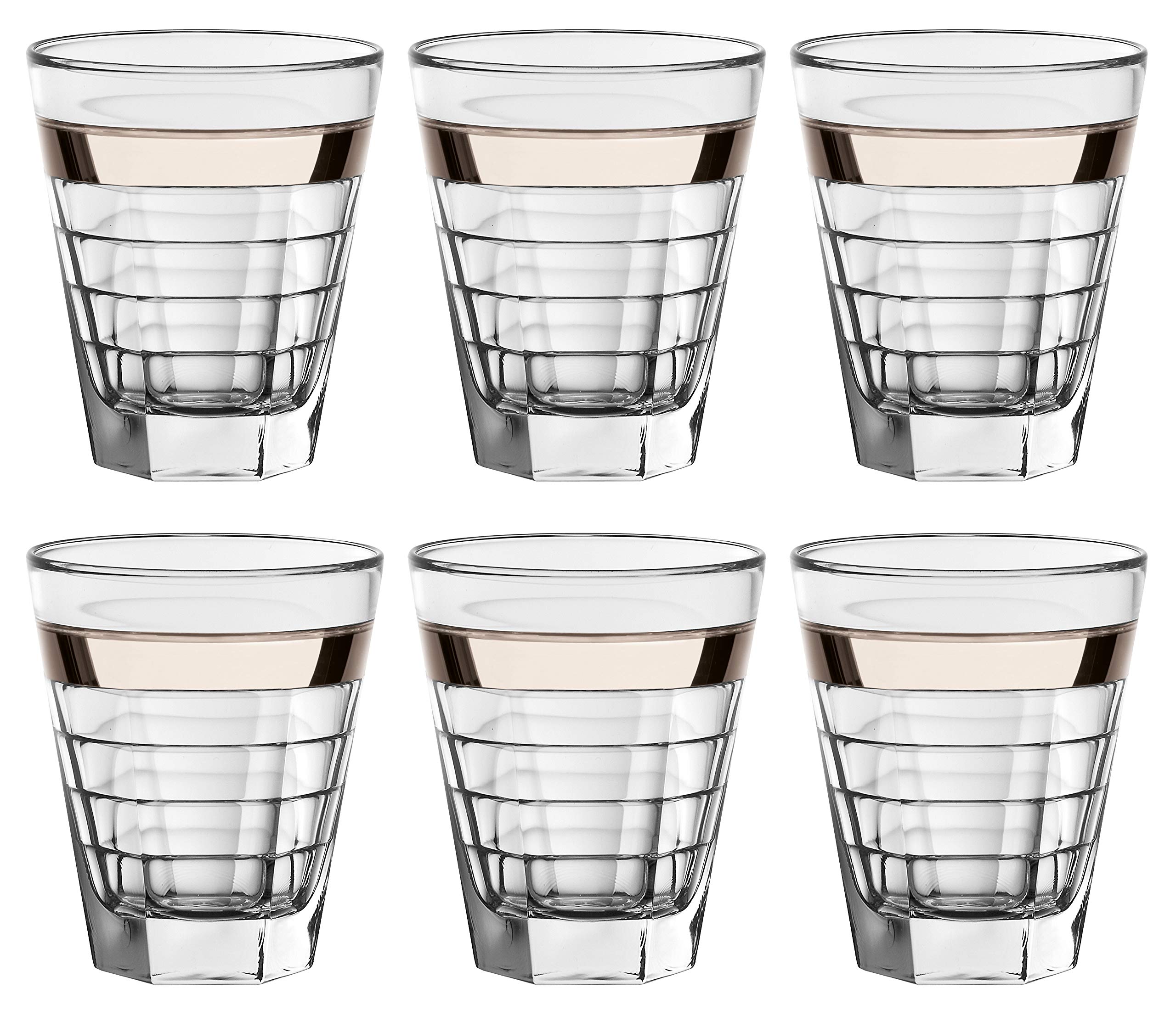 Barski - European Glass - Double Old Fashioned Tumbler Glasses - with Platinum Band - Set of 6-11.5 oz. - Made in Europe