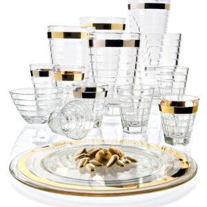 Barski - European Glass - Double Old Fashioned Tumbler Glasses - with Platinum Band - Set of 6-11.5 oz. - Made in Europe