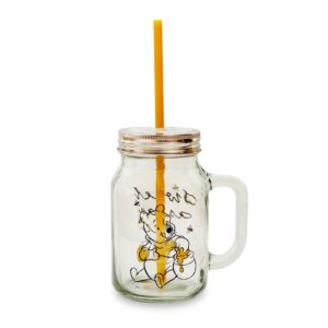 toynk winnie the pooh sweet as can bee 21 ounce glass mason jar with lid and straw