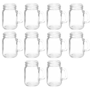 discount promos mason jar with handle set 4.5 oz. set of 10, bulk pack - sampler glasses, glass jars for overnight oats, candies, fruits, pickles, spices, beverages - clear