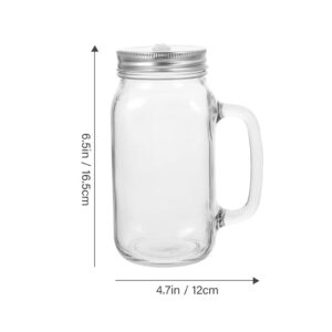 UPKOCH Mason Jar Mugs with Handles Lids and Straws Wide Mouth Clear Drinking Glass Bottle Set Old Fashioned Decorative Tumbler Cups for Coffee 750ml