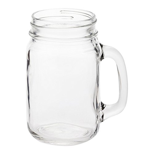 Restaurantware 16 Ounce Mason Jars With Handle 10 Dishwasher Safe Mason Jar Mugs - Scratch Resistant Lead Free Clear Glass Drinking Glass Jars For Cocktails Sodas Shakes Or Juices