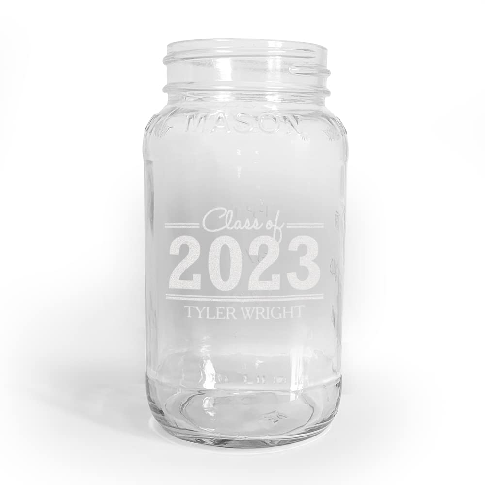 GiftsForYouNow Engraved Graduation Large Personalized Mason Jar for Drinking, 26oz.