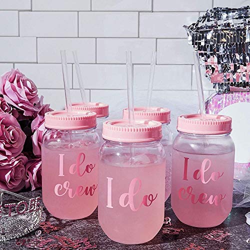 I Do Crew Plastic Mason Jar for Bachelorette Party and Bridal Shower (11+1) Glass