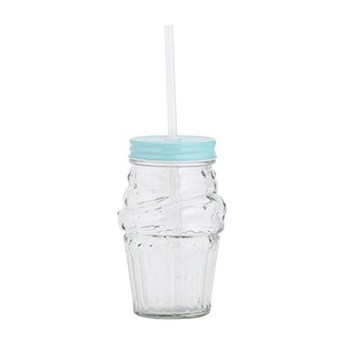 Amici Home Ice Cream Mason Jar | Set of 3 | Glass Drinking Jar with Assorted Lids and Reusable Straw | 16 Ounce Capacity | Drinkware for Ice Cream and Summer Beverages