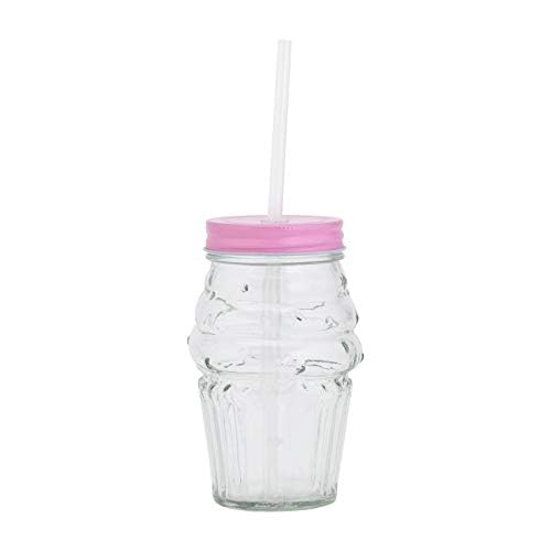 Amici Home Ice Cream Mason Jar | Set of 3 | Glass Drinking Jar with Assorted Lids and Reusable Straw | 16 Ounce Capacity | Drinkware for Ice Cream and Summer Beverages