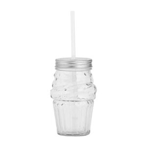 Amici Home Ice Cream Mason Jar | Set of 3 | Glass Drinking Jar with Assorted Lids and Reusable Straw | 16 Ounce Capacity | Drinkware for Ice Cream and Summer Beverages