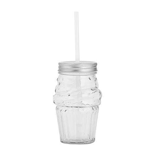 Amici Home Ice Cream Mason Jar | Set of 3 | Glass Drinking Jar with Assorted Lids and Reusable Straw | 16 Ounce Capacity | Drinkware for Ice Cream and Summer Beverages