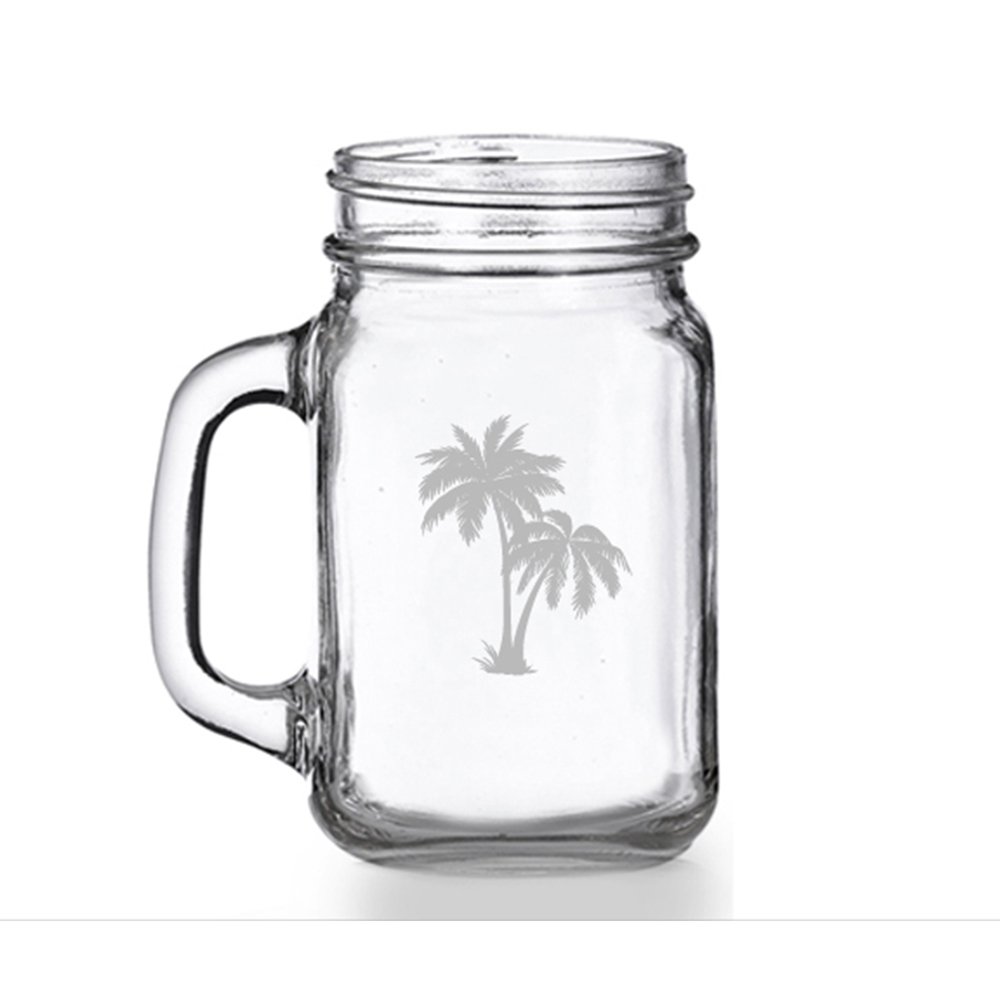 Palm Tree Mason Jar Mug