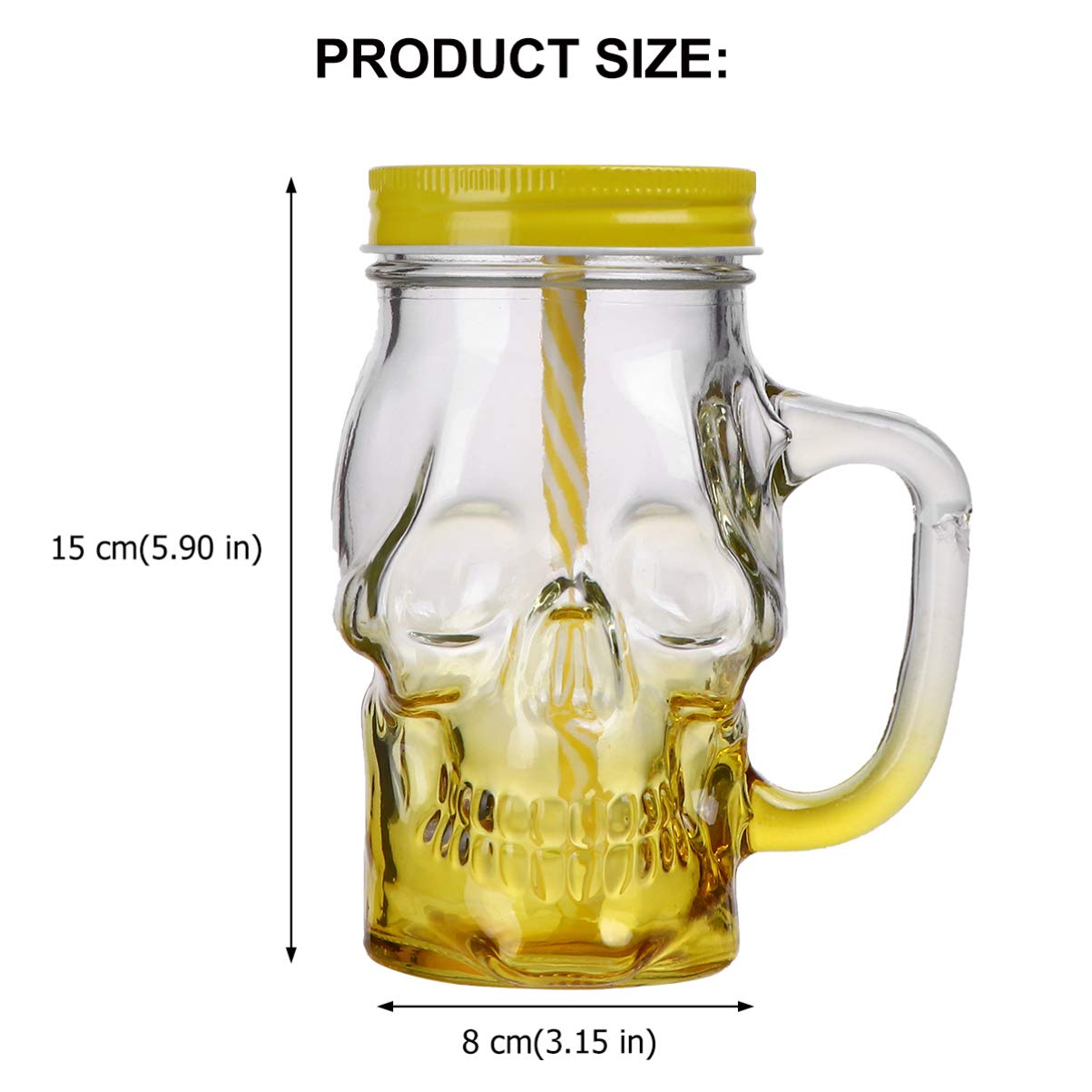 Skull Mason Mug 2pcs Skull Mason Jar Mug Tumbler Cup With Cover And Set Halloween Glasses Drinking Skull Cup For Party- 500ML Halloween Mason Mug