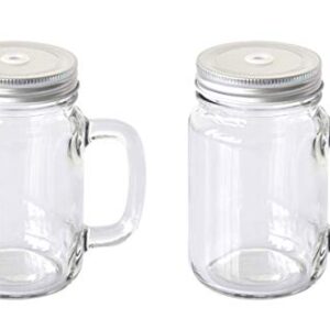 Mason Blank Sublimation transparent clear glass Jar Mugs 430ml with glass handles and straw drinking heat dye transfer 2 pieces