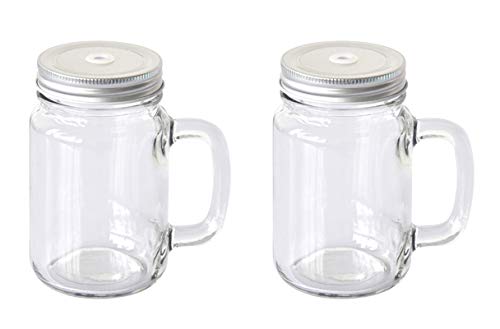 Mason Blank Sublimation transparent clear glass Jar Mugs 430ml with glass handles and straw drinking heat dye transfer 2 pieces