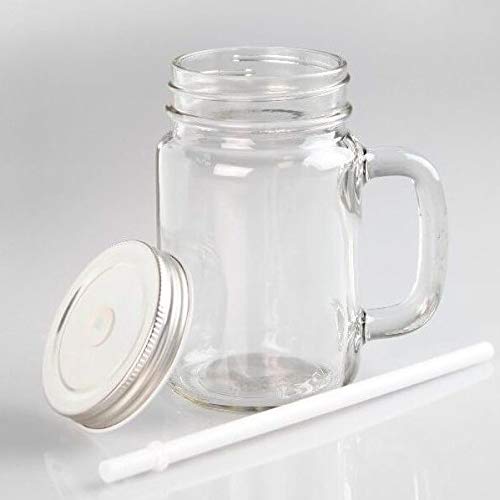 Mason Blank Sublimation transparent clear glass Jar Mugs 430ml with glass handles and straw drinking heat dye transfer 2 pieces