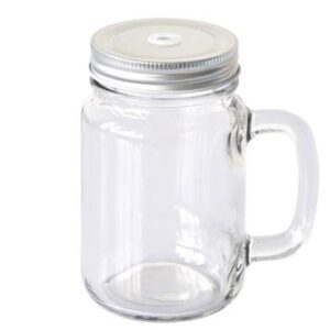 Mason Blank Sublimation transparent clear glass Jar Mugs 430ml with glass handles and straw drinking heat dye transfer 2 pieces