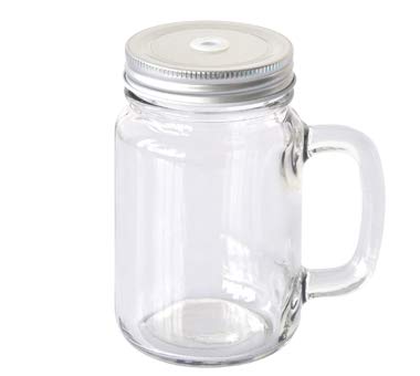 Mason Blank Sublimation transparent clear glass Jar Mugs 430ml with glass handles and straw drinking heat dye transfer 2 pieces