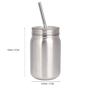 HERCHR Stainless Steel Insulated Mason Jar, Mason Jar Mugs with Lid and Straw Stemless Wine Glass for Travel Mugs, 700ml