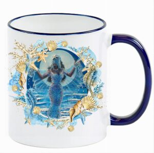 gifts by lulee, llc santeria collection yemayayemoja yeya iyawo mug iyawo taza o jarro image of corresponding ocha imagen de ocha corrrespondiente choose your style elige tu estilo (navy)