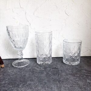 Yesland 4 Pack Classic Goblet Party Glasses - 12 Oz Goblet Trestle Glassware Wine Glasses Goblets - Beverage Stemmed Glass Cups for Wine, Soda, Juice in Dinner Parties, Bars, Restaurants