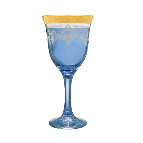 Lorren Home Trends Wine Blue-Corona Goblets Set of 6, 6 Count (Pack of 1)