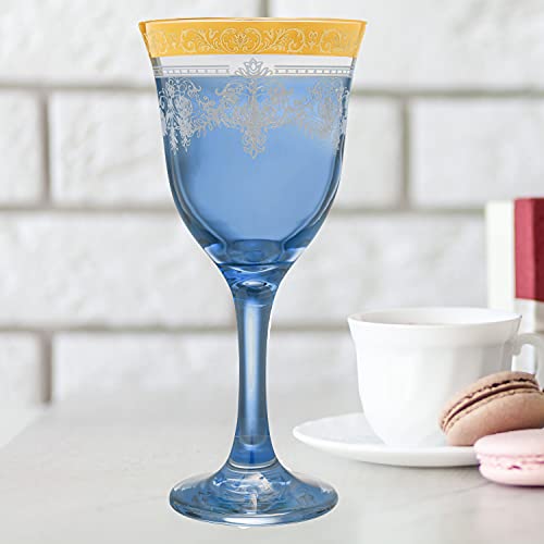 Lorren Home Trends Wine Blue-Corona Goblets Set of 6, 6 Count (Pack of 1)