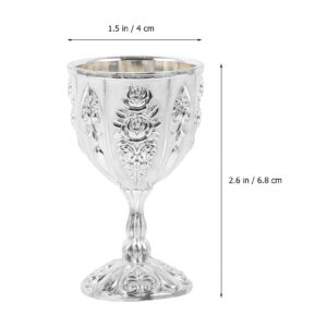 ULTNICE Chalice Goblet Cups Vintage Sliver Chalice of King Arthur Medieval Gothic Goblet Sculpture Metal Liqueur Goblet For Home Bar Wedding (2.76x1.38x1.54inch/7x3.5x4cm)