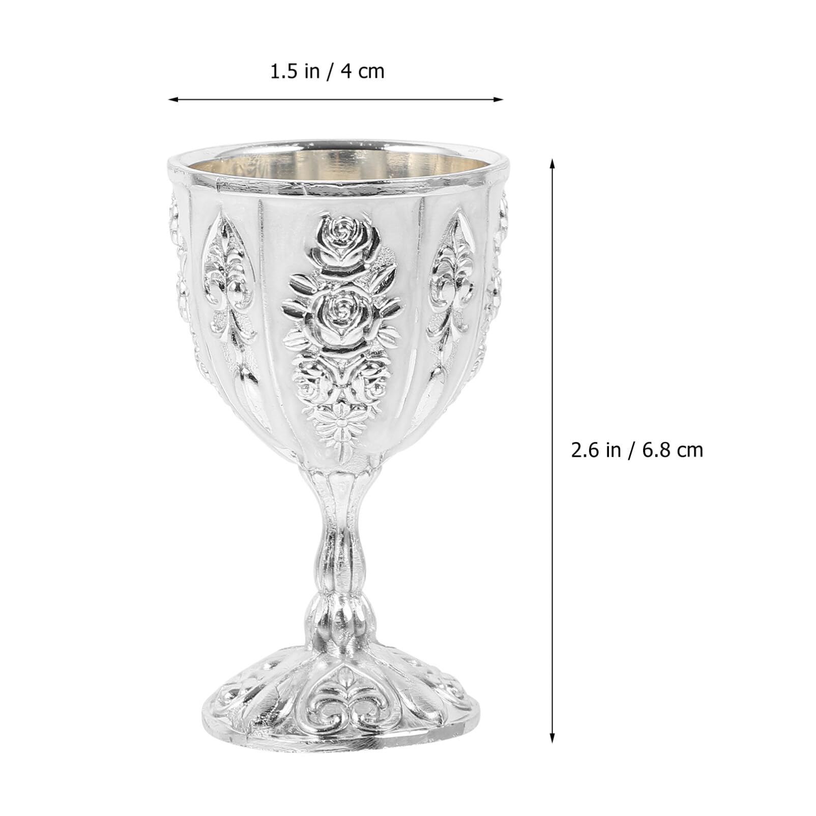 ULTNICE Chalice Goblet Cups Vintage Sliver Chalice of King Arthur Medieval Gothic Goblet Sculpture Metal Liqueur Goblet For Home Bar Wedding (2.76x1.38x1.54inch/7x3.5x4cm)