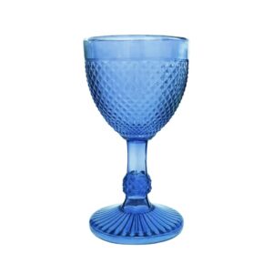 GRUPO MIRANDINHA 4 Plastic Goblets Water Goblets Plastic Cups Vintage Wine Glasses Boston Chalices 320 ml 10.8 fl oz (Blue)