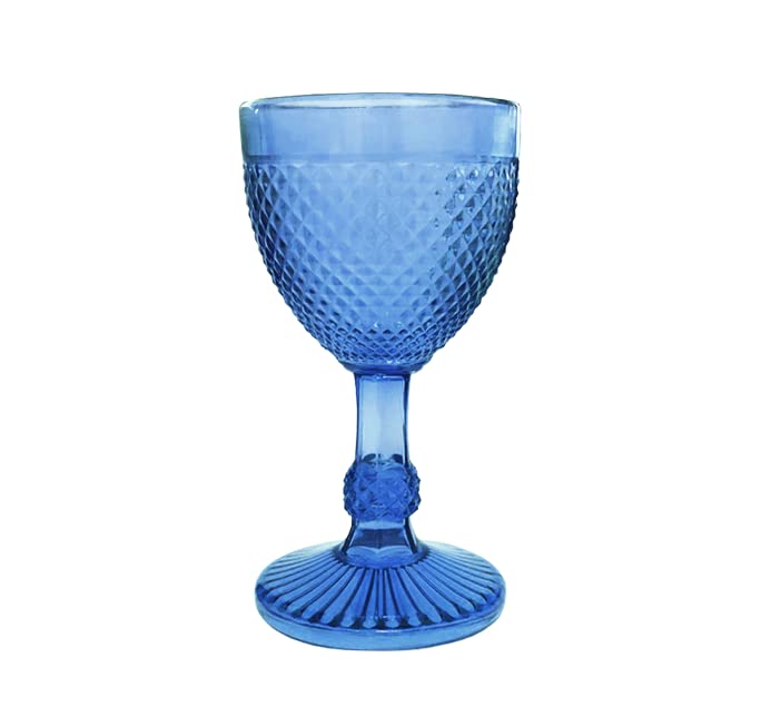 GRUPO MIRANDINHA 4 Plastic Goblets Water Goblets Plastic Cups Vintage Wine Glasses Boston Chalices 320 ml 10.8 fl oz (Blue)