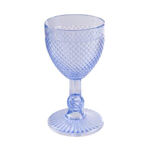 GRUPO MIRANDINHA 4 Plastic Goblets Water Goblets Plastic Cups Vintage Wine Glasses Boston Chalices 320 ml 10.8 fl oz (Blue)