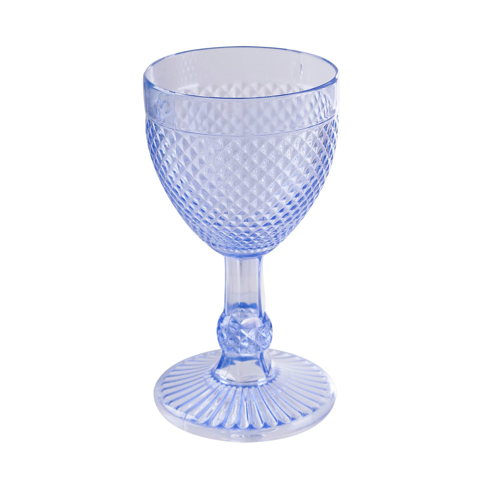 GRUPO MIRANDINHA 4 Plastic Goblets Water Goblets Plastic Cups Vintage Wine Glasses Boston Chalices 320 ml 10.8 fl oz (Blue)