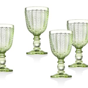 Godinger Twill White Wine Goblet Beverage Glass Cup - Emerald Green - Set of 4