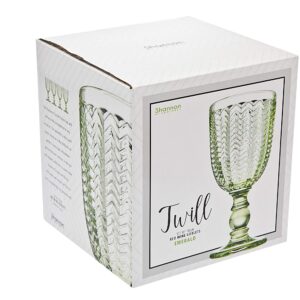 Godinger Twill White Wine Goblet Beverage Glass Cup - Emerald Green - Set of 4