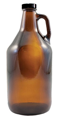 FastRack Set of 6 - 1/2 gal (64oz) Amber Beer Growlers - Comes with 12 Extra Poly Seal Caps