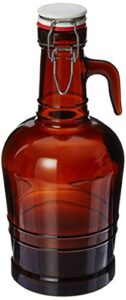 2 liter growler with glass handle- amber