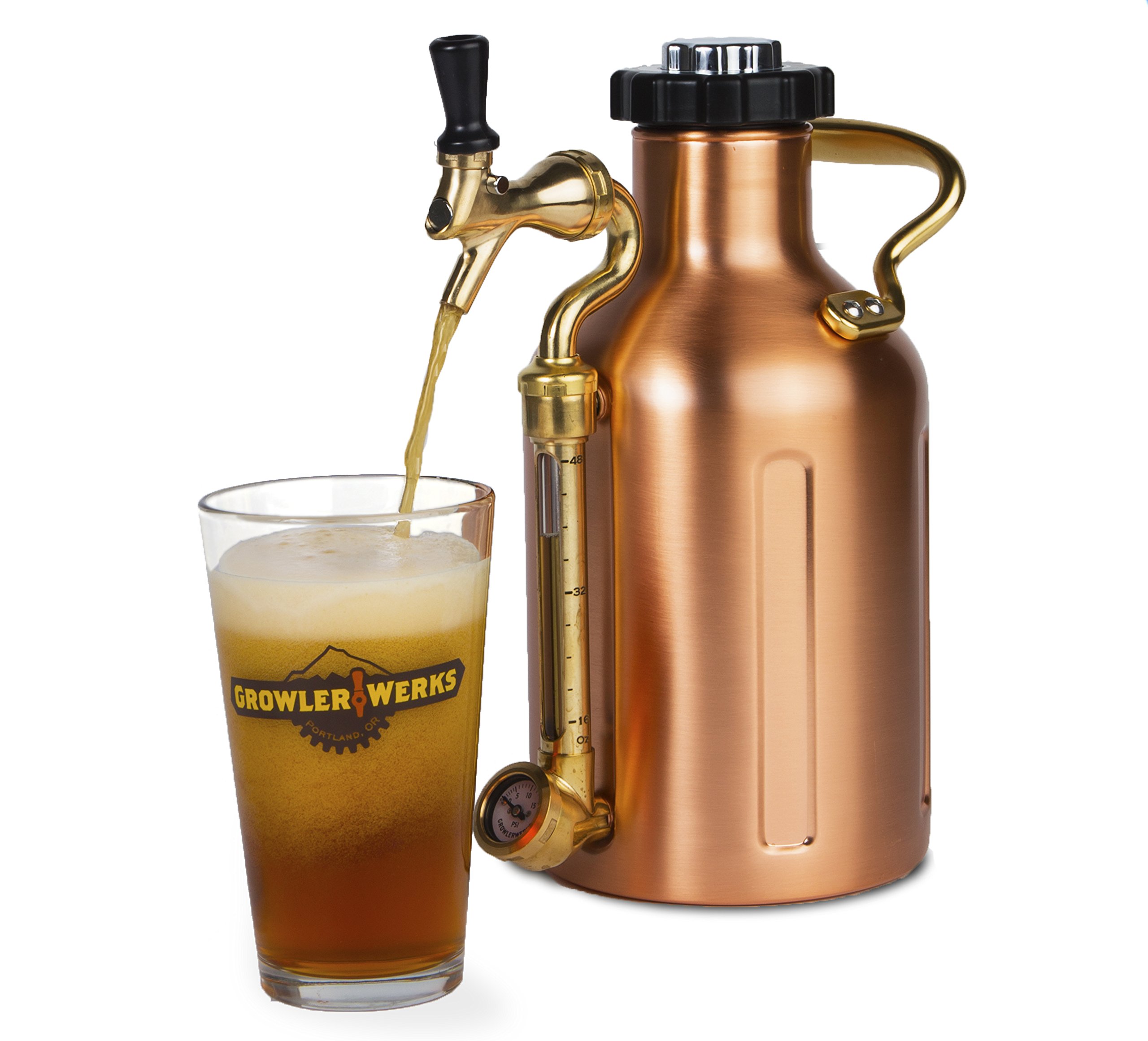 GrowlerWerks uKeg Carbonated Growler-Great Gift for Beer Lovers, 64 oz, Copper