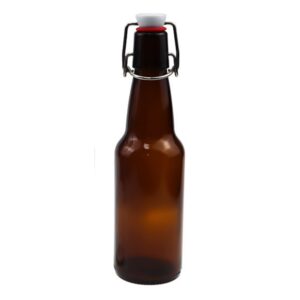 ICE N COLD | Pack of 6 Amber 16-20oz Growler with Flip Top Airtight Silicone Seal | For Beverages, Oil, Vinegar, Kombucha, Beer, Water, Soda, Kefir